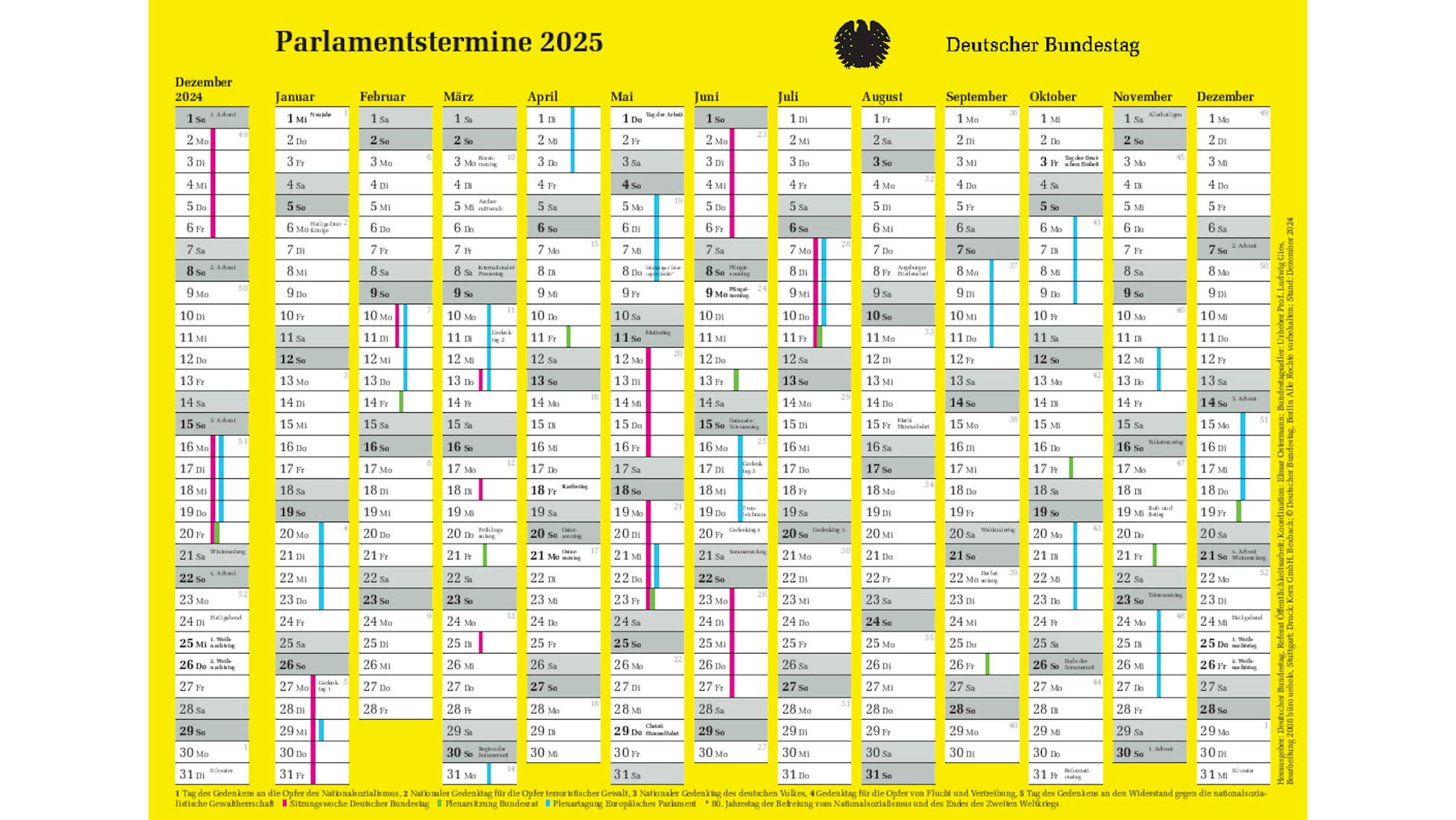 German Bundestag - Parliamentary calendar